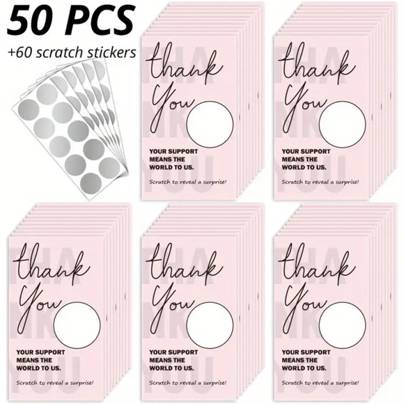 Office | 5 Pink Thank You Scratch Off Cards With Laser Scratch Off ...